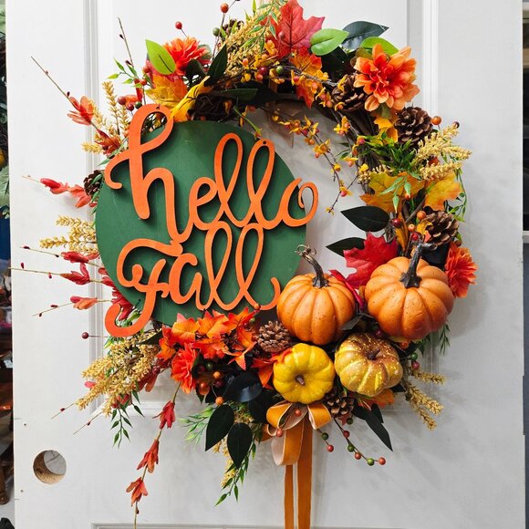 Handmade | Holiday | Hello Fall Grapevine Autumn Wreath | Poshmark